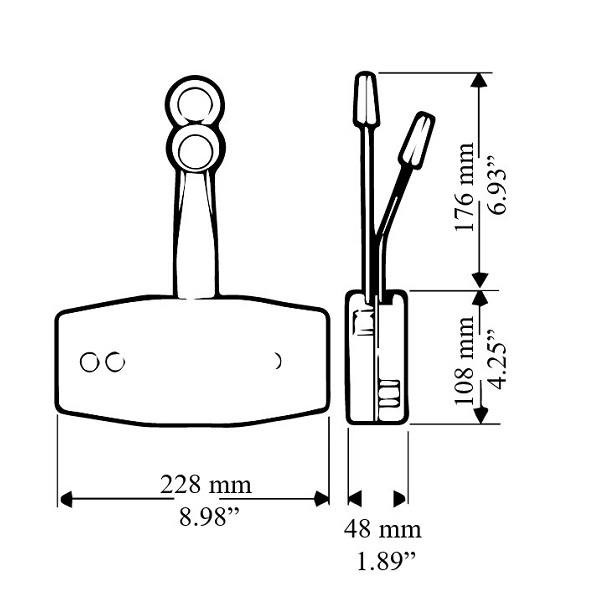 UFlex B49 Side Mount Dual Lever Boat Control Box