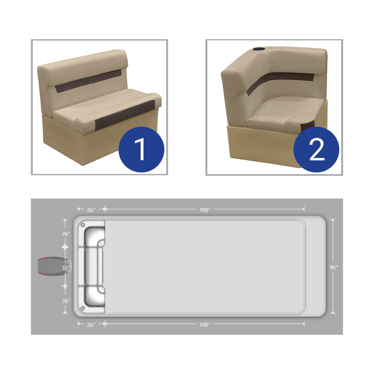 Wise DLX Rear Couch Pontoon Furniture Set | Wholesale Marine