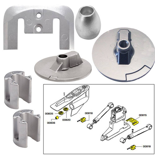 Tecnoseal 20805 Anode Kit w/Hardware - Mercury Bravo 3 2004 - Zinc ...