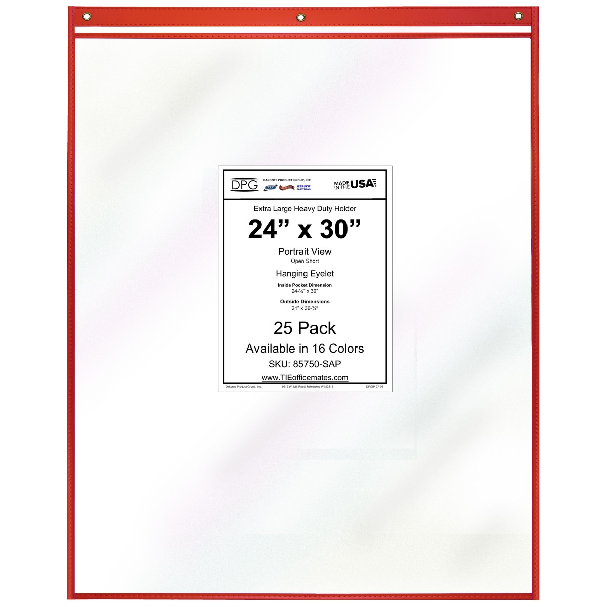 24x30 Large Stitched Vinyl Holder – Color-Coded – 25-Pack – Prints ...