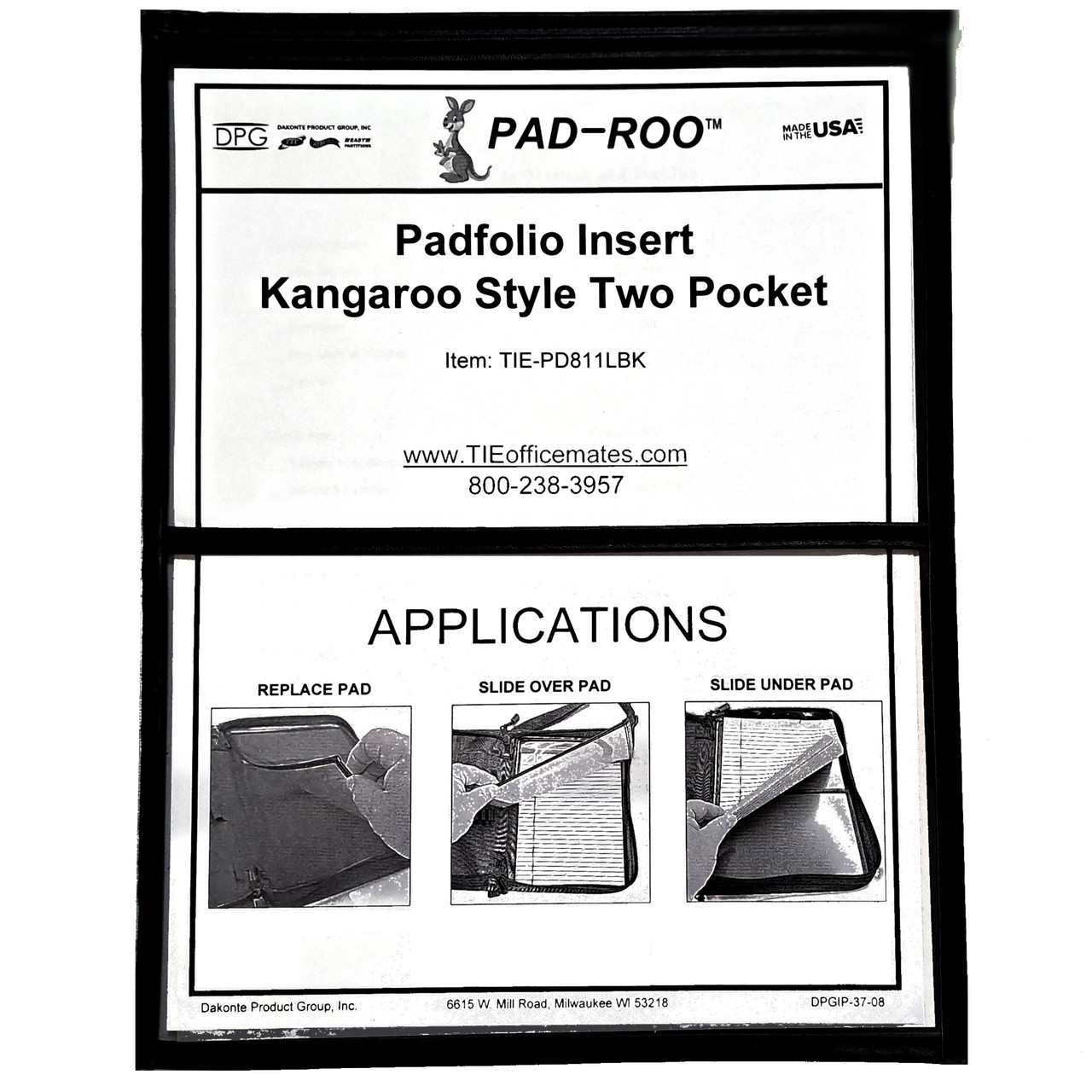 Padfolio Add-On Expansion Pocket Insert, Double Pocket Fits 8.5x11 ...