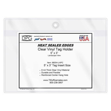 5x3 Vinyl Tag Holder with Hang Hole 50/Pack - DPG - TIE Office-Mates