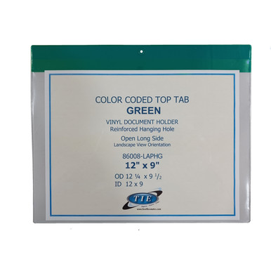 12x9 Color Coded Vinyl Document Sleeve Holder with Hang Hole