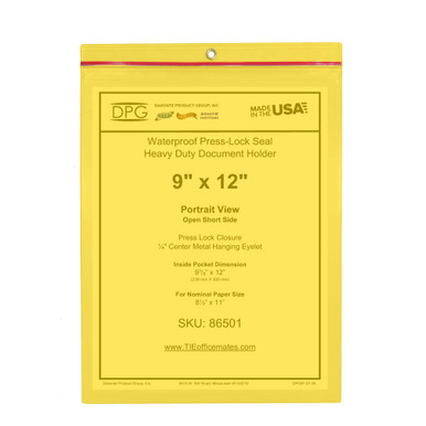 9x12 Yellow Tinted Heavy Duty Resealable Waterproof Document Holder w ...