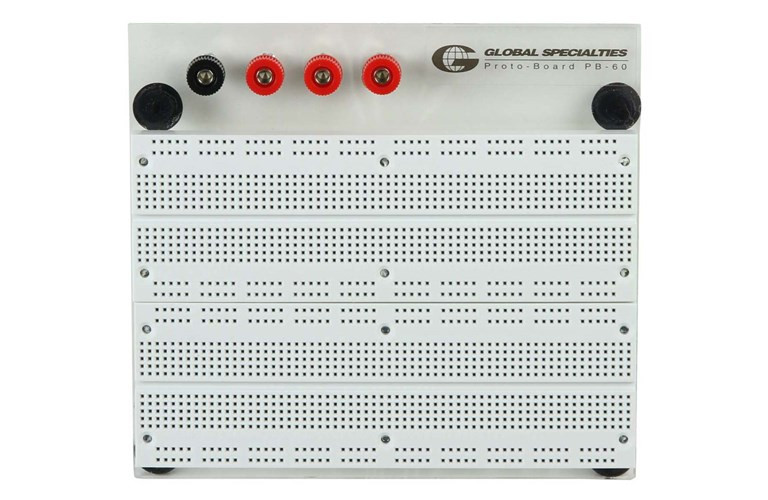 Global Specialties PB-60 Solderless Breadboard, 1680 Tie-points, w ...