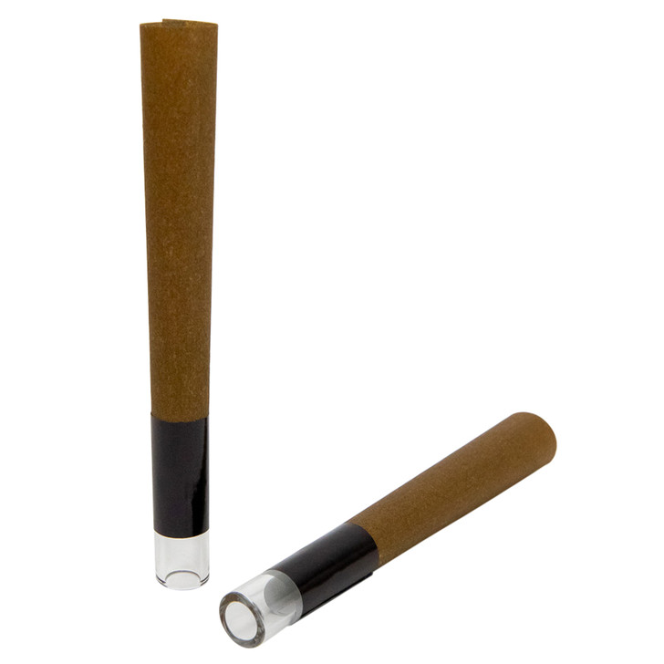 90mm Pre-Rolled Cone Standard Brown Hemp Wrap with Glass Tip (9mm x ...
