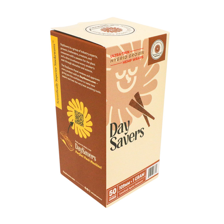DaySavers 1 Gram King Size Brown Hybrid Hemp Blunt Wrap Pre Rolled Cones [50 Cone Box] - Custom ...