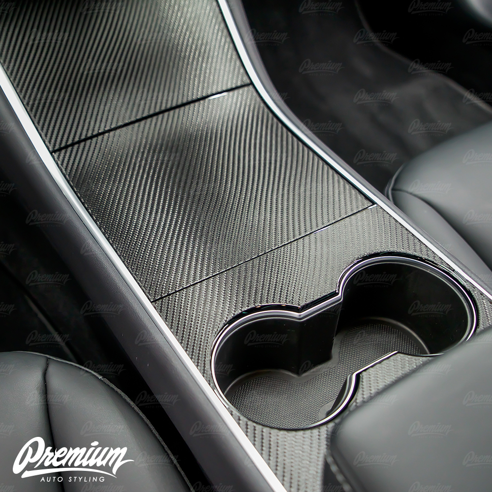 Center Console Vinyl Overlay Carbon Fiber 2018 Tesla Model 3
