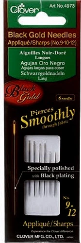 BLACK GOLD SHARPS NEEDLES Size 9-12 6ct - #4973 - Clover Needlecraft