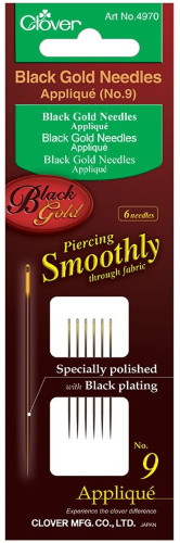 Black Gold Applique/Sharps Needles - Size 9 - 6ct - #4970 - Clover Mfg ...