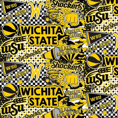 WICHITA STATE SHOCKERS POP ART COTTON FABRIC - WSU-1165-C -Sykel ...