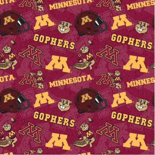 MINNESOTA GOLDEN GOPHERS TONE ON TONE COTTON FABRIC - MINN-1178 -C ...