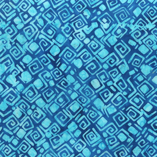 BLUE GEO PRINT BATIK FABRIC - 2158Q-X - Waterlilies - Anthology Fabrics
