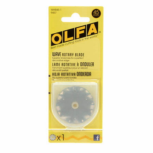 45mm WAVY ROTARY CUTTER BLADE, 1 PACK - WAB451 - Olfa
