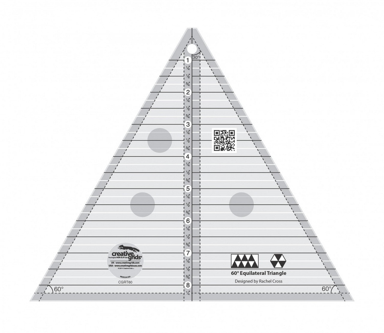 60 Degree Triangle Ruler - 8" Finished - CGRT60 - Creative Grids - Made ...