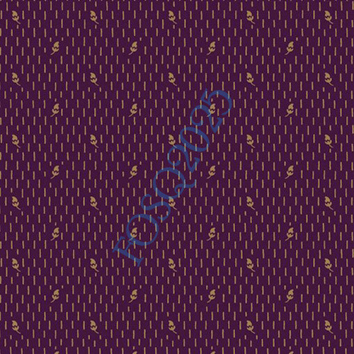 Tan Dashes and Small Flowers on Plum Fabric - R330691 Plum - I Love ...