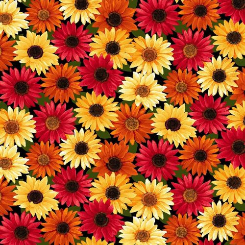 Autumn Floral on Brown Fabric - FLAG-D83-D - Autumn Glory - Freckle ...