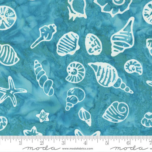 Coastal Seashells Aqua Batik Fabric - 4362-19 - Beachy Batiks - Moda ...