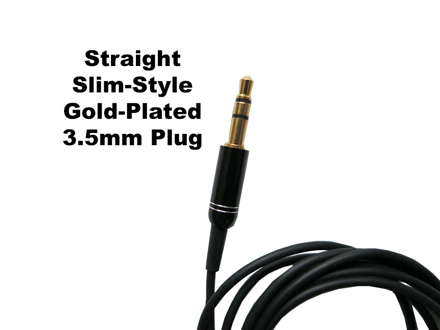 1-BUD-Gold Single-Ear Stereo Black Earbud w 3 eartip sizes for best fit