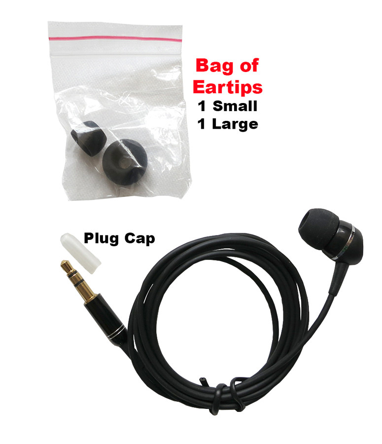 1-BUD-Gold Single-Ear Stereo Earbud (Black) includes 3 Eartip Sizes, L ...