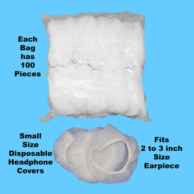 Small Disposable Headphone Covers (White), Bag of 100