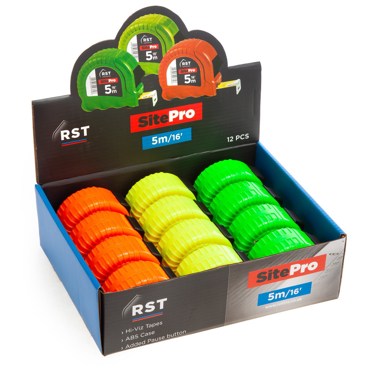 RST RSTDIS50 Metric/Imperial SitePro Hi-Viz Measuring Tapes 5m/16ft ...