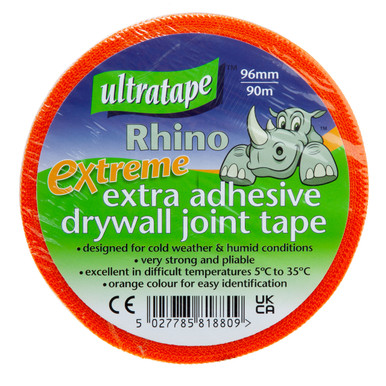 Ultratape 080410090CWOR Rhino Extra Adhesive Drywall Joint Tape 96mm x ...