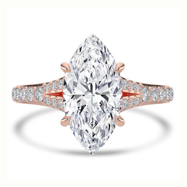 Buy Marquise Lab Created Diamond Cathedral Split Shank Solitaire with ...