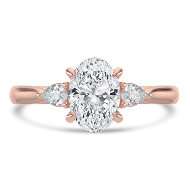 Buy Oval Lab Created Diamond Tapered Cathedral Open Bridge Three-Stone ...