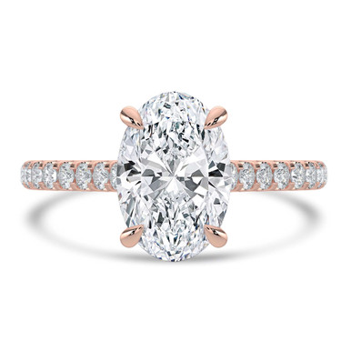 Buy Oval Lab Created Diamond Cathedral Open Bridge Hidden Halo ...