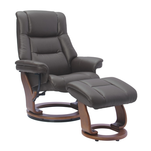 Leather BenchMaster Stanley Swivel Recliner with Ottoman