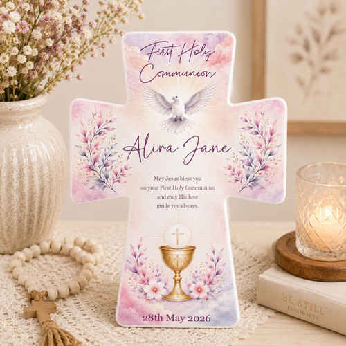 Personalised First Holy Communion Cross Plaque Australia