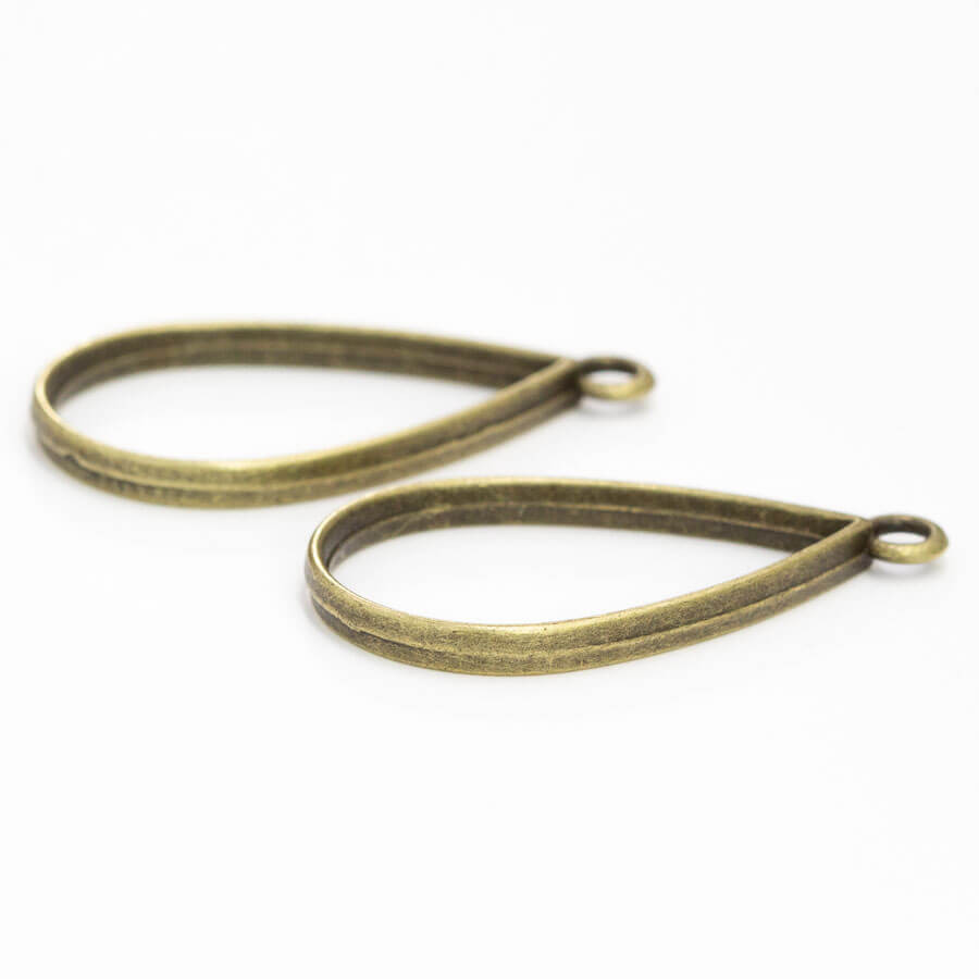 ANTIQUE BRONZE Teardrop Bezel Frame w/Loop | Eureka Crystal Beads