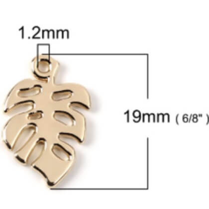 Charm-MONSTERA LEAF-19x12mm Gold Plated | Eureka Crystal Beads