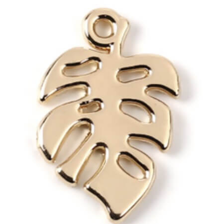 Charm-MONSTERA LEAF-19x12mm Gold Plated | Eureka Crystal Beads
