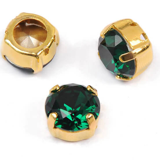 Krakovski Crystal Chaton Montee 8mm EMERALD Gold Setting