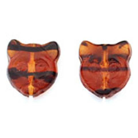 CAT FACE BEAD 13mm TORTOISE | EUREKA CRYSTAL BEADS