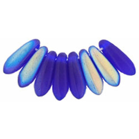 Czech Glass Daggers 10x3mm MATTE COBALT AB| EUREKA CRYSTAL BEADS