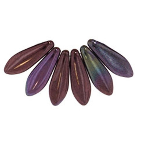 Czech Glass Daggers 16x5mm LUSTER METALLIC AMETHYST
