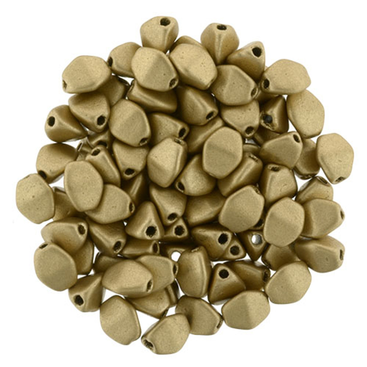 Czech Glass PINCH Beads 5x3mm MATTE METALLIC FLAX