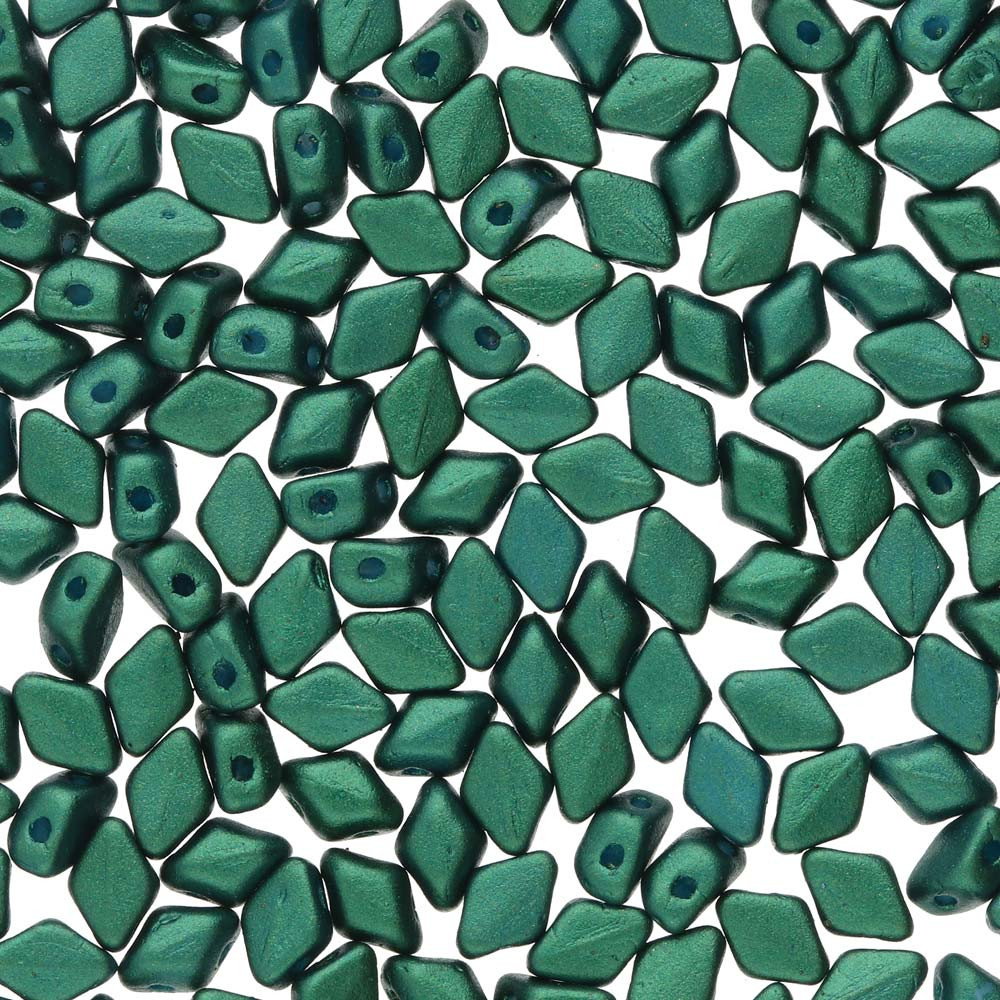 Mini GemDuo Gold Shine Dark Green Beads - Matubo Beads