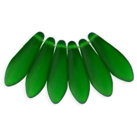 Czech Glass Daggers 16x5mm MATTE GREEN EMERALD
