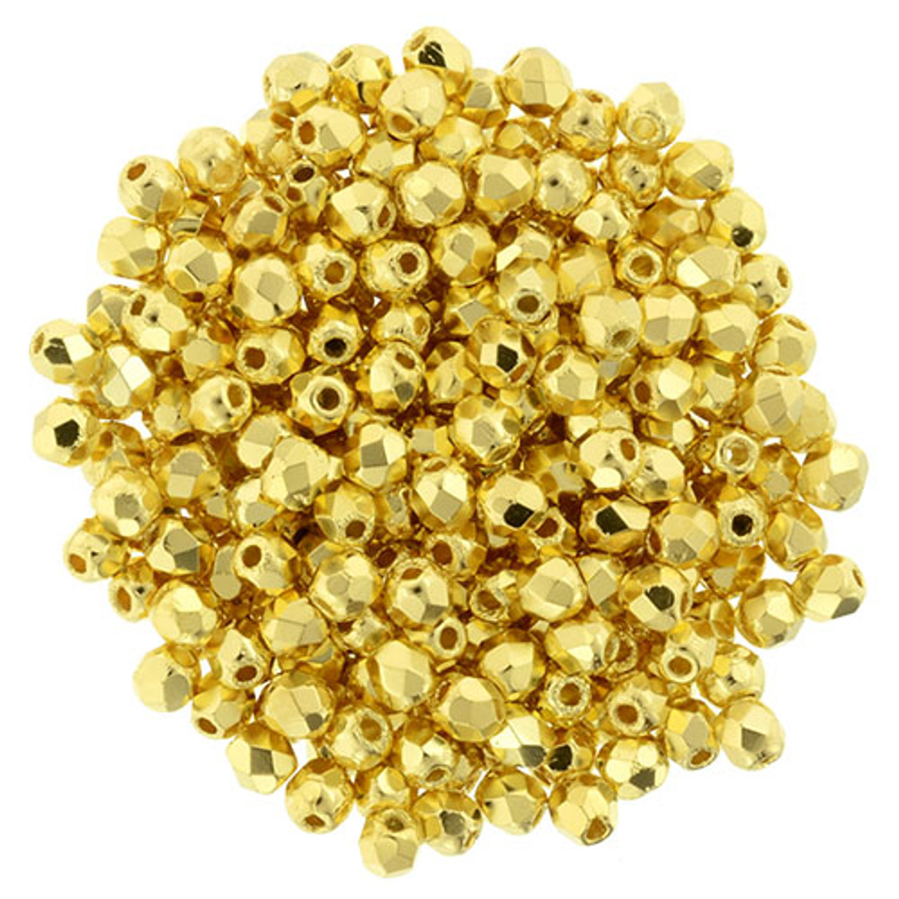 Czech Glass 2mm Firepolish Beads 24K GOLD PLATED