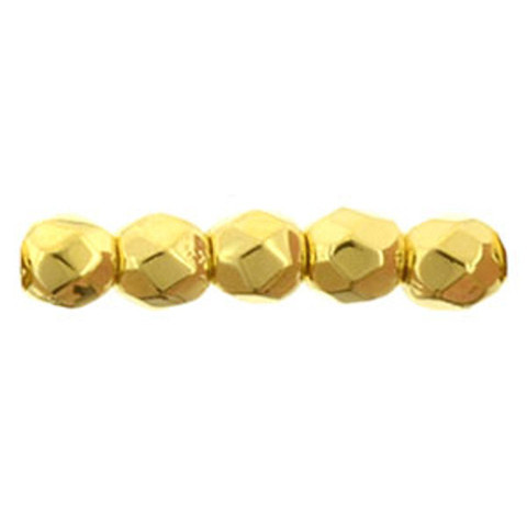 Czech Glass 2mm Firepolish Beads 24K GOLD PLATED