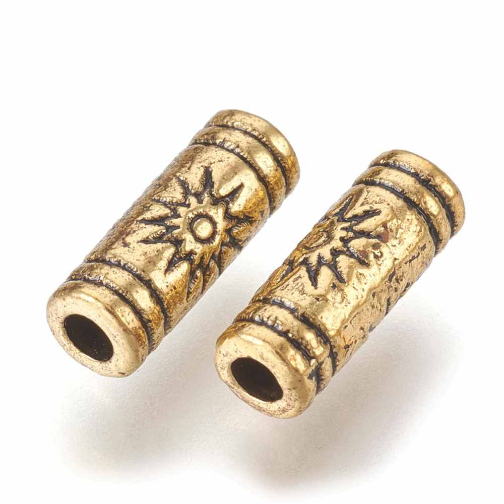 Small Metal Tube Bead 9.5mm Antique Gold | EUREKA CRYSTAL BEADS