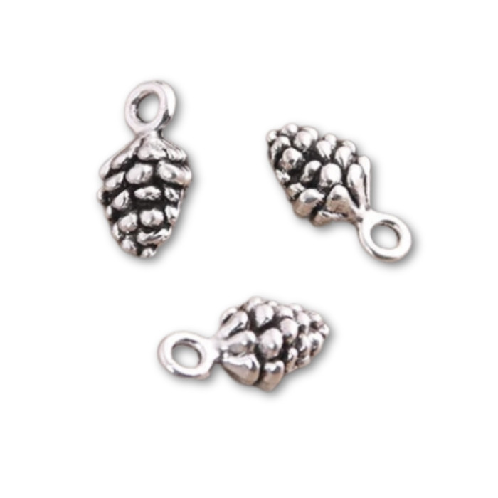 Charm-PINE CONE-12x7mm Antique Silver Plated | Eureka Crystal Beads