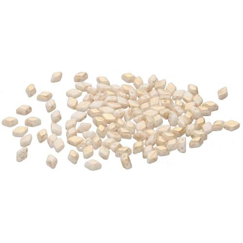 Mini GemDuo Gold Splash Chalk Beads - Matubo Beads