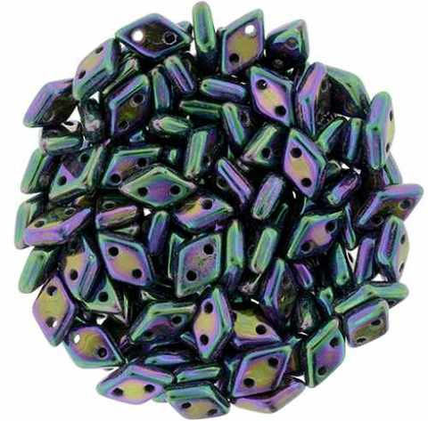 2-Hole Diamond Beads IRIS PURPLE CzechMate Beads