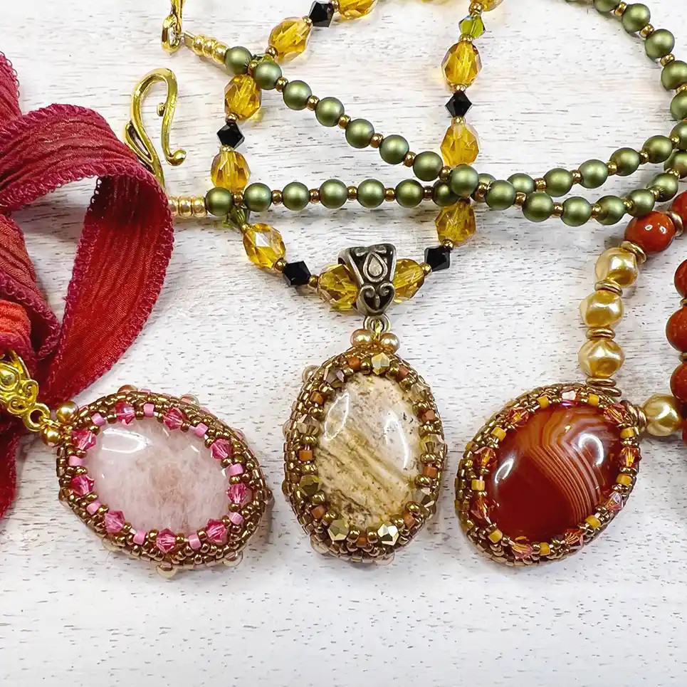 Netted Gemstone Cabochon Pendant Tutorial | Eureka Crystal Beads