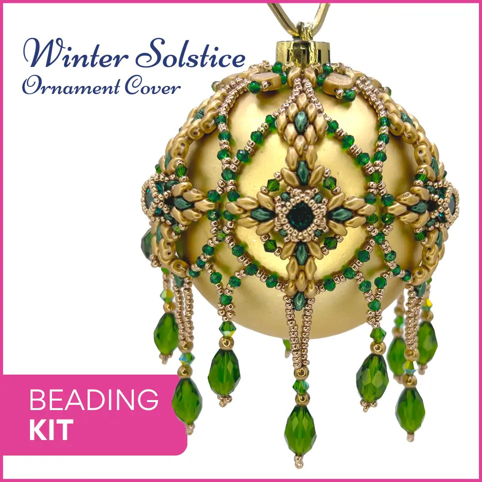 Winter Solstice Ornament Cover Kit GOLD and GREEN | EUREKA CRYSTAL BEADS